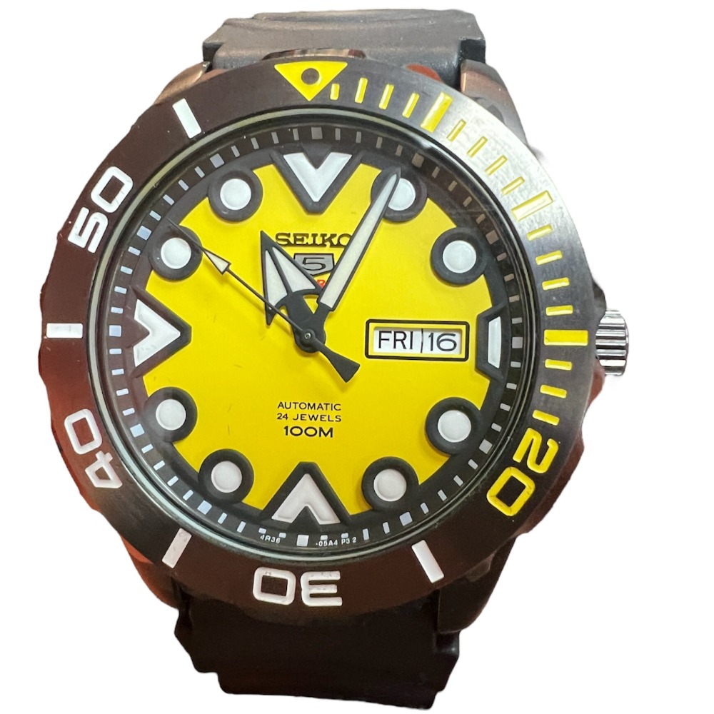 Pre-owned Seiko 5 Sport Yellow Face Watch SRPA05K1 - Own4Less